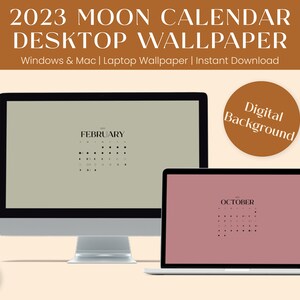 2023 Moon Calendar Desktop Wallpaper Minimalist Digital - Etsy