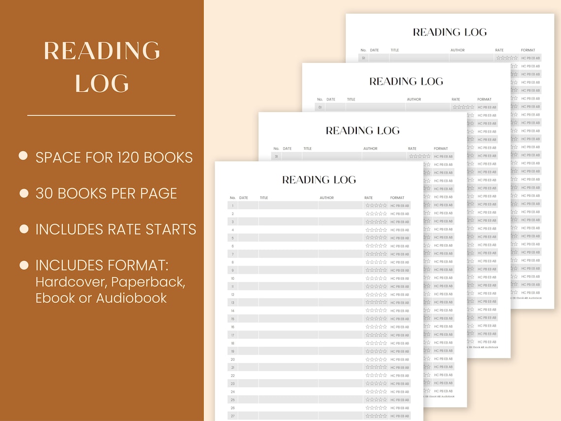 Reading Journal Printable and Fillable PDF Book Planner With - Etsy