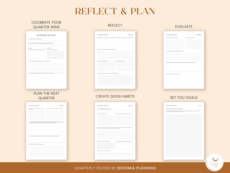 Quarterly Review Prompts Template Printable | 3-month Reflection Questions for Goal Planning ...