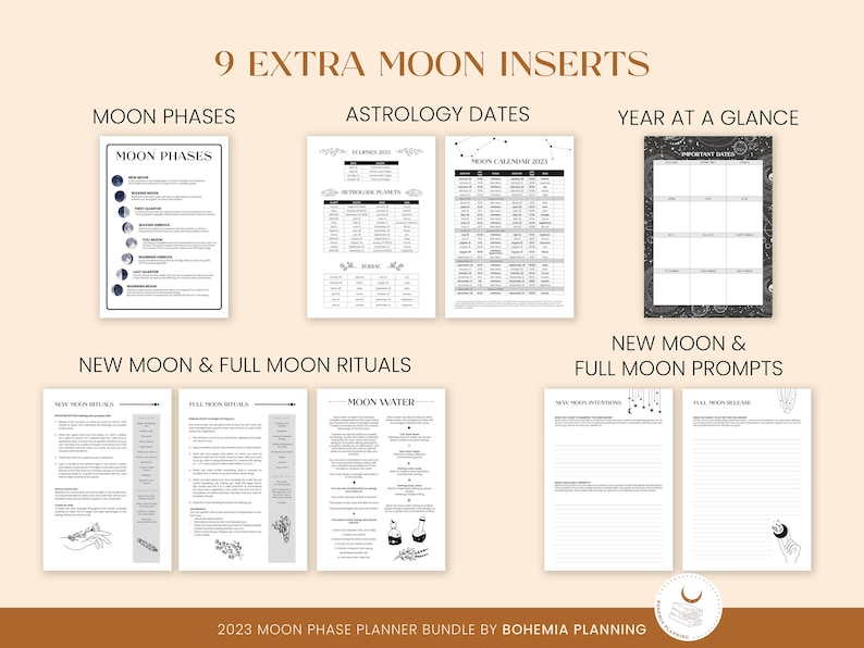 2023 Moon Phase Planner Printable Bundle Monthly & Weekly - Etsy
