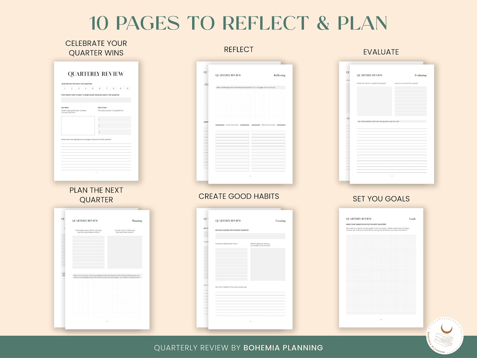 Quarterly Review A5 Printable Inserts 3-month Goal Prompts for ...