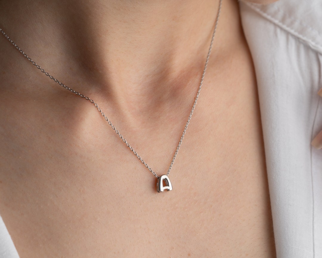 3D Bubble Letter Necklace, Balloon Initial Letter Necklace, Puff Letter ...