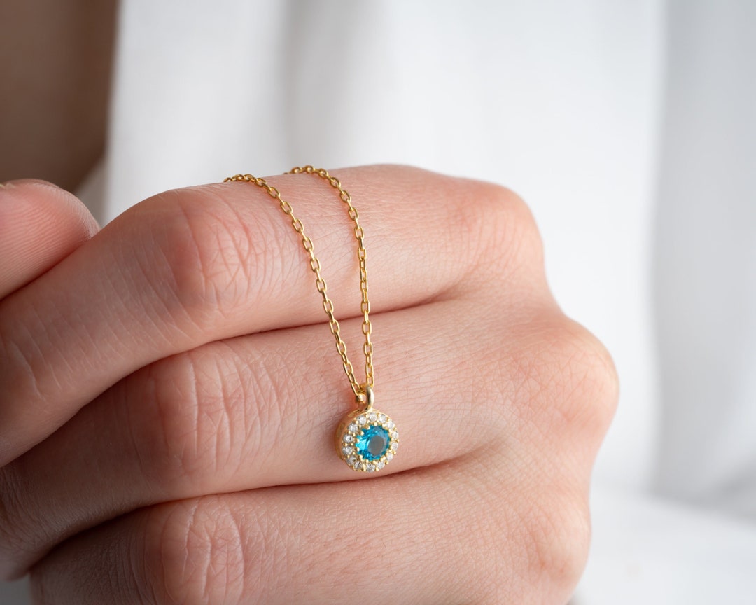 Personalized Birthstone Minimalist Necklace, Tiny Birthstone Necklace ...