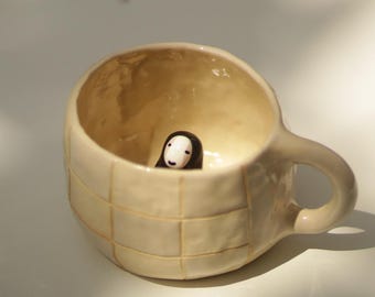 Pre-order Cute Faceless Handmade Ceramic Matcha Bowl, Anime Character ...