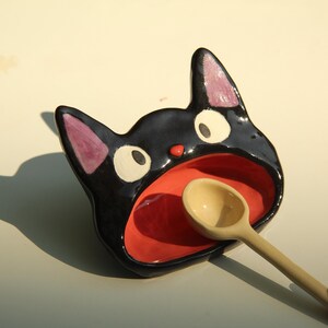 Pre-order Black Cat Spoon Rest, Handmade Ceramic Kitchen Accessory ...