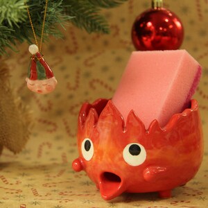 Pre-order Handmade Ceramic Sponge Holder, Fire Demon Kitchen Decor ...