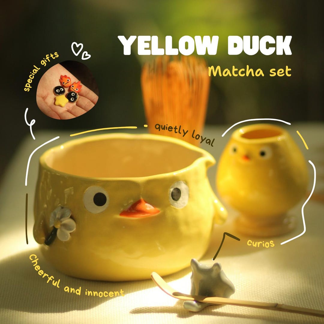 Pre-order Yellow Duck Handmade Ceramic Chawan,anime Birthday Gift,gift ...