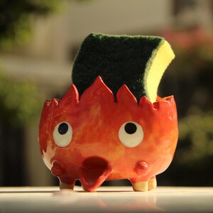 Pre-order Handmade Ceramic Sponge Holder, Fire Demon Kitchen Decor ...