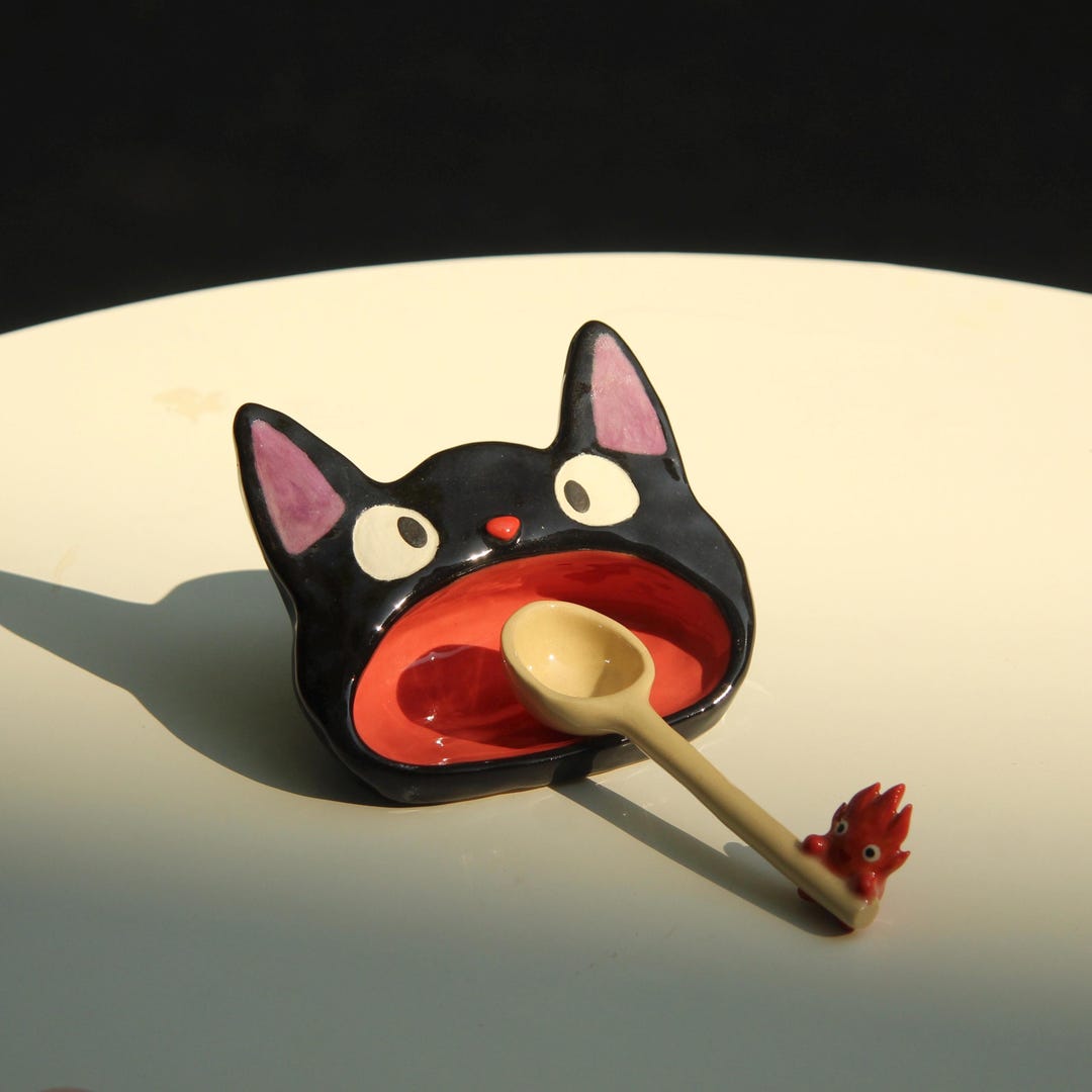 Pre-order Black Cat Spoon Rest, Handmade Ceramic Kitchen Accessory ...