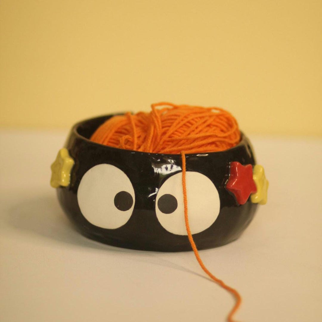 Pre-order Handmade Unique Soot Ceramic Yarn Bowl,handbuilt Yarn Holder ...