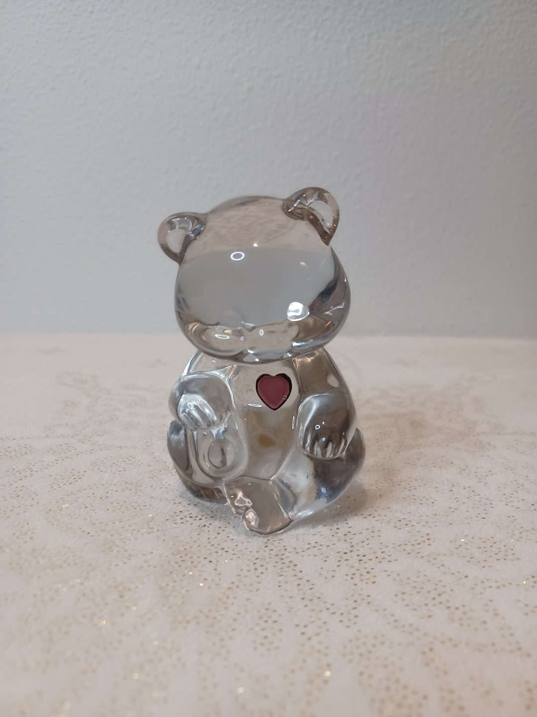 Vintage Fenton Clear Glass Amethyst/purple Heart Birthstone Bear ...