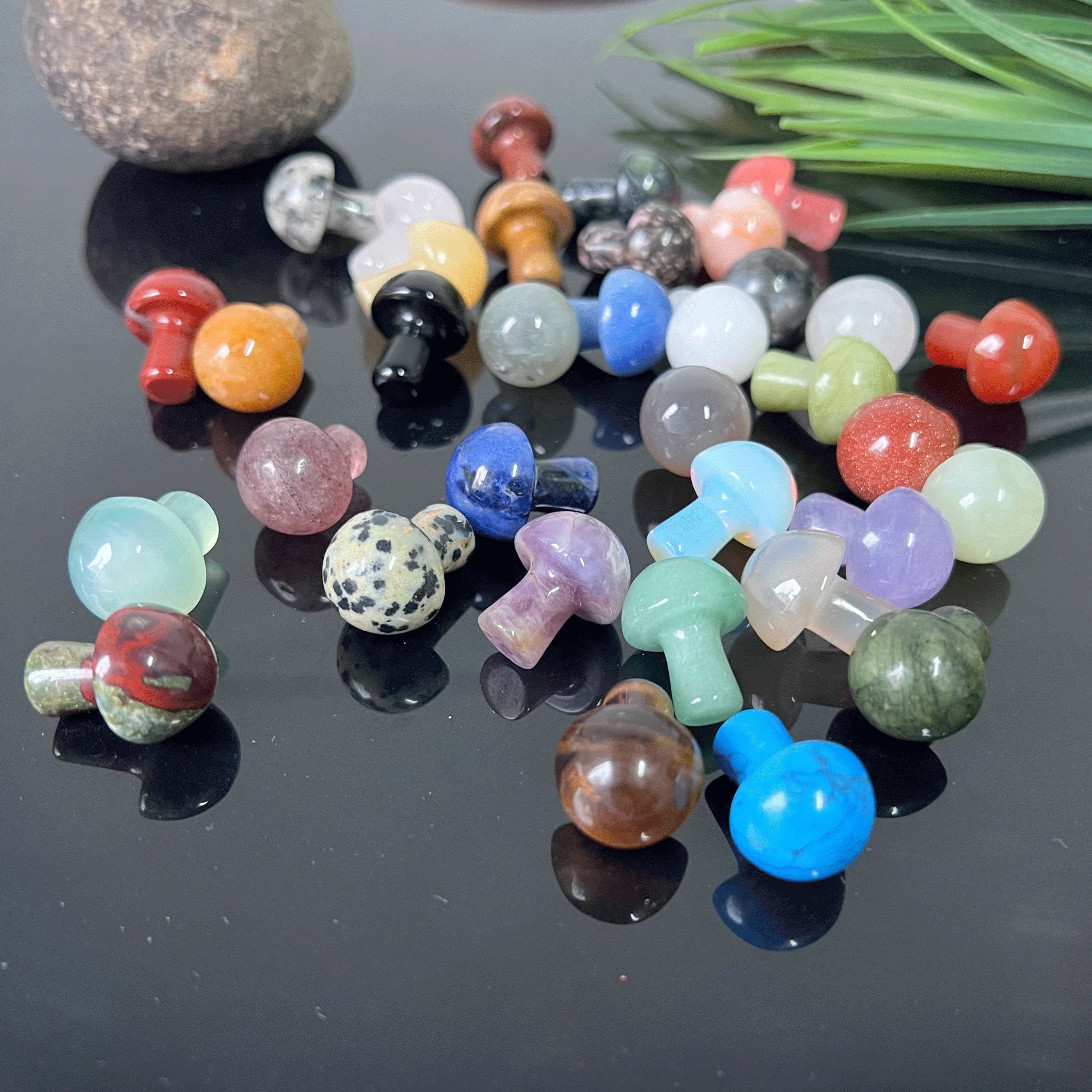 10pcs/lot Mini Crystal Mushroom Set, Gemstone Mushroom Carving, Crystal ...