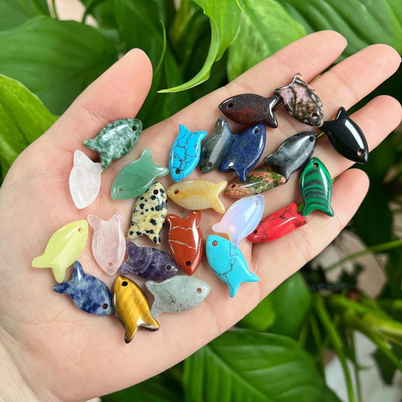 Mini Crystal Fish Pendant, Small Gemstone Fish Carving, Assorted Fish ...