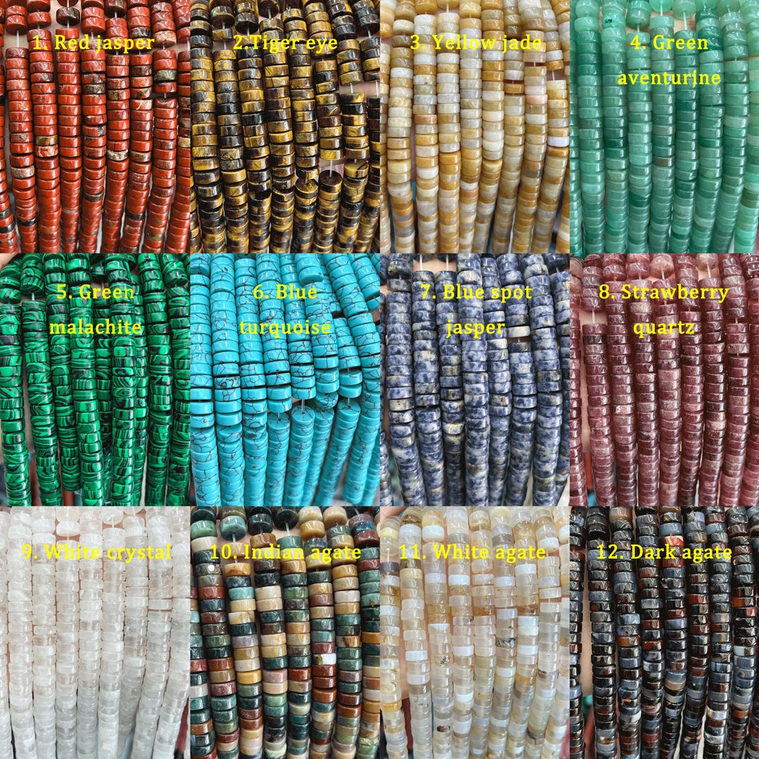5x10mm Stone Heishi Disc Beads, Gemstone Spacer Beads for DIY Jewelry ...