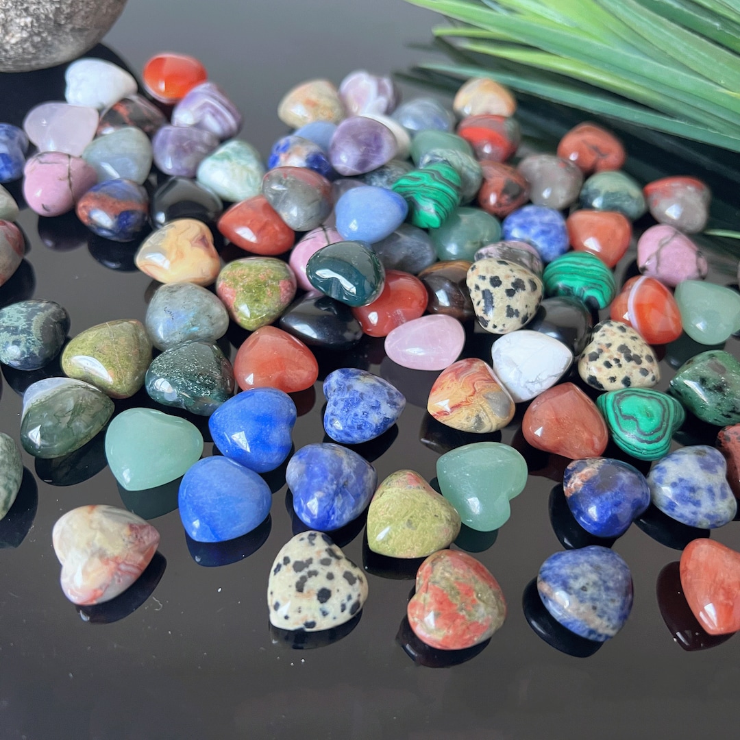 Bulk Mixed Mini Heart Crystal, Small Puffy Heart Gemstone, Quartz ...