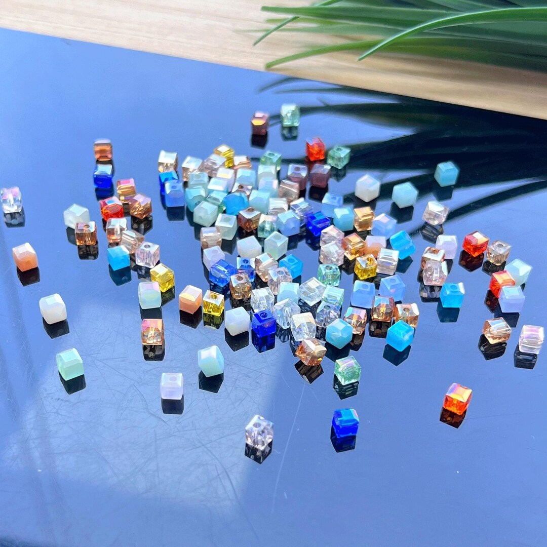 Bulk 4mm Cube Faceted Crystal Glass Beads for Jewelry Making DIY Crafts ...