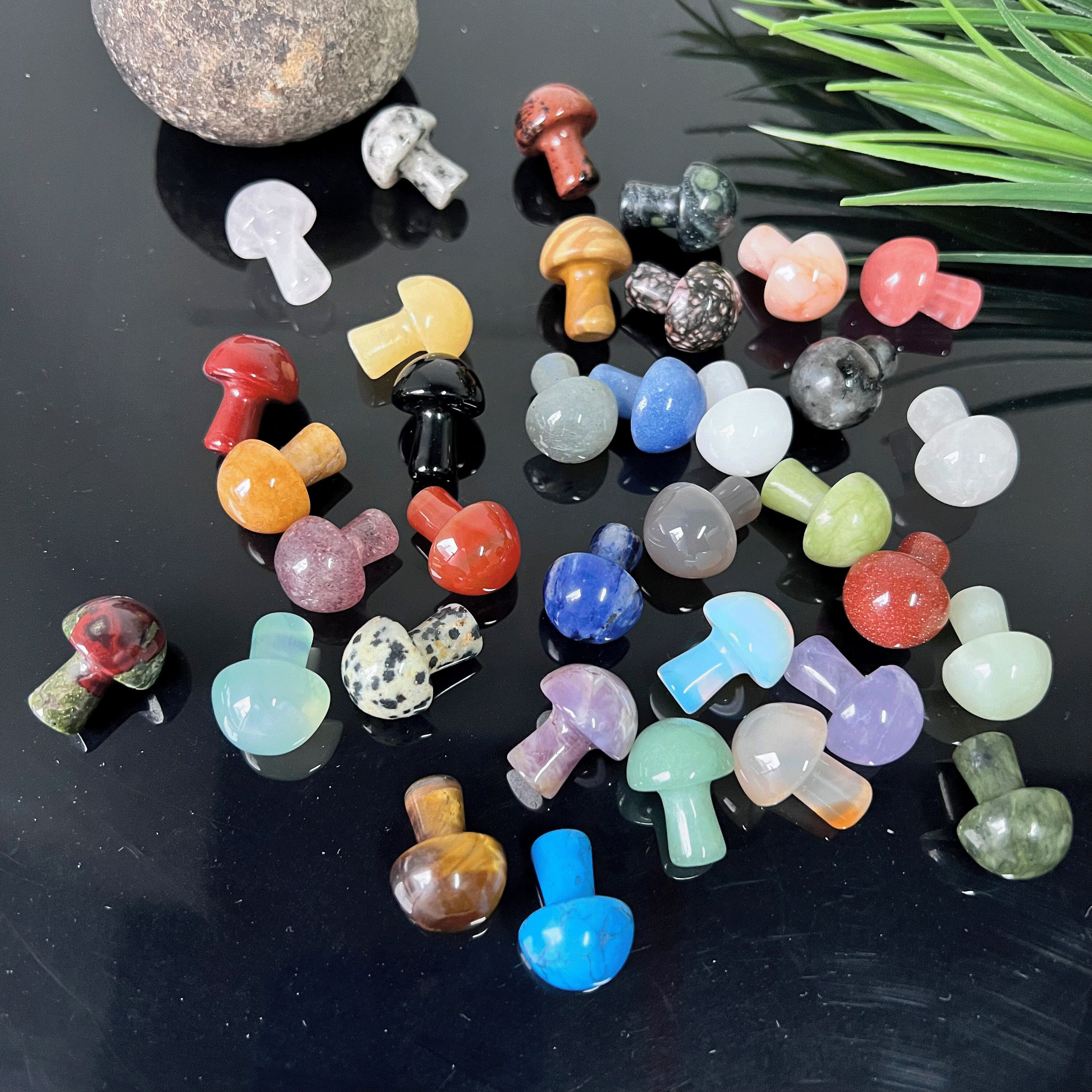 10pcs/lot Mini Crystal Mushroom Set, Gemstone Mushroom Carving, Crystal ...