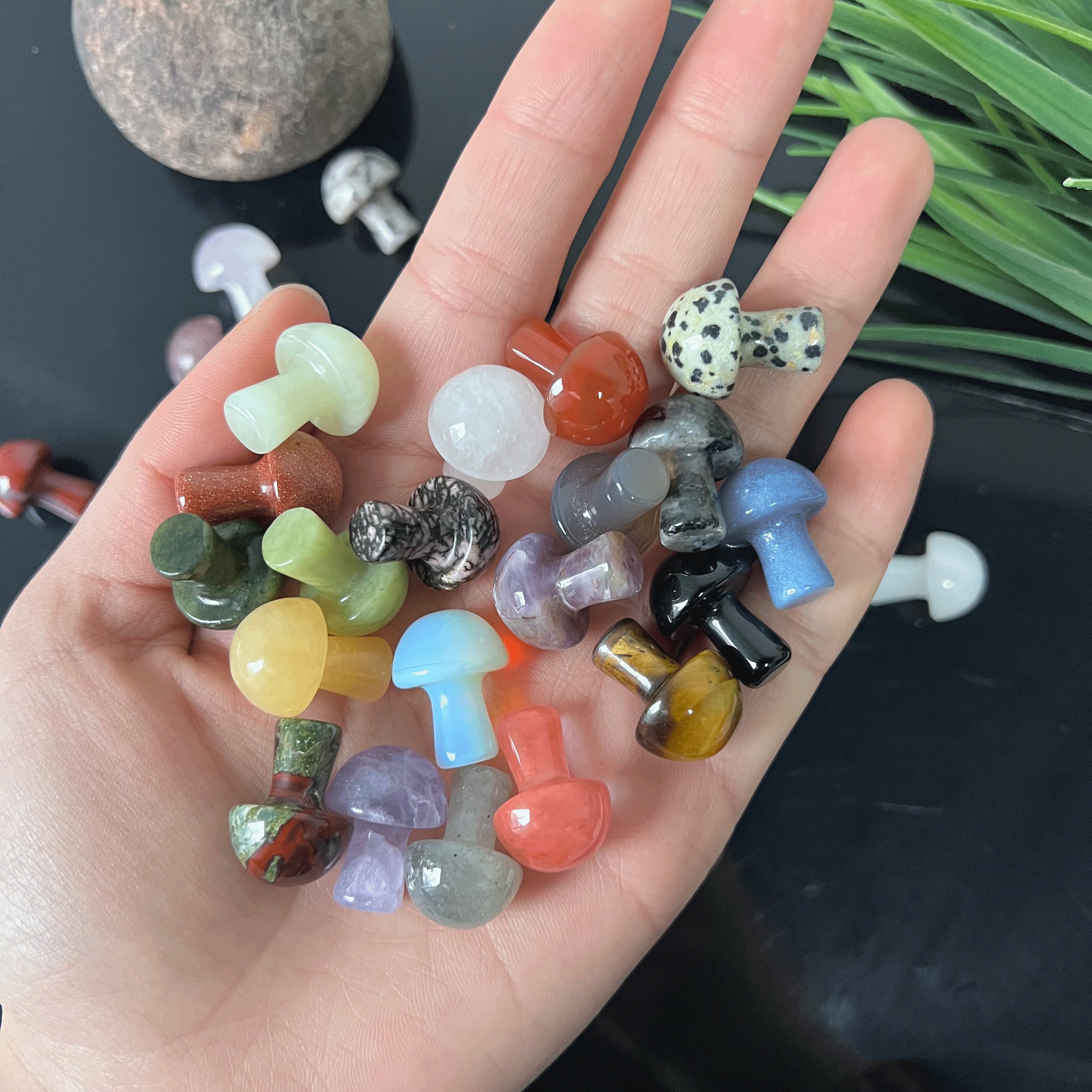 10pcs/lot Mini Crystal Mushroom Set, Gemstone Mushroom Carving, Crystal ...