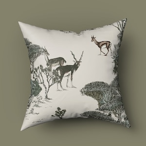 Antelope Safari Vintage Sage Green Print Decorative Faux Suede Throw ...