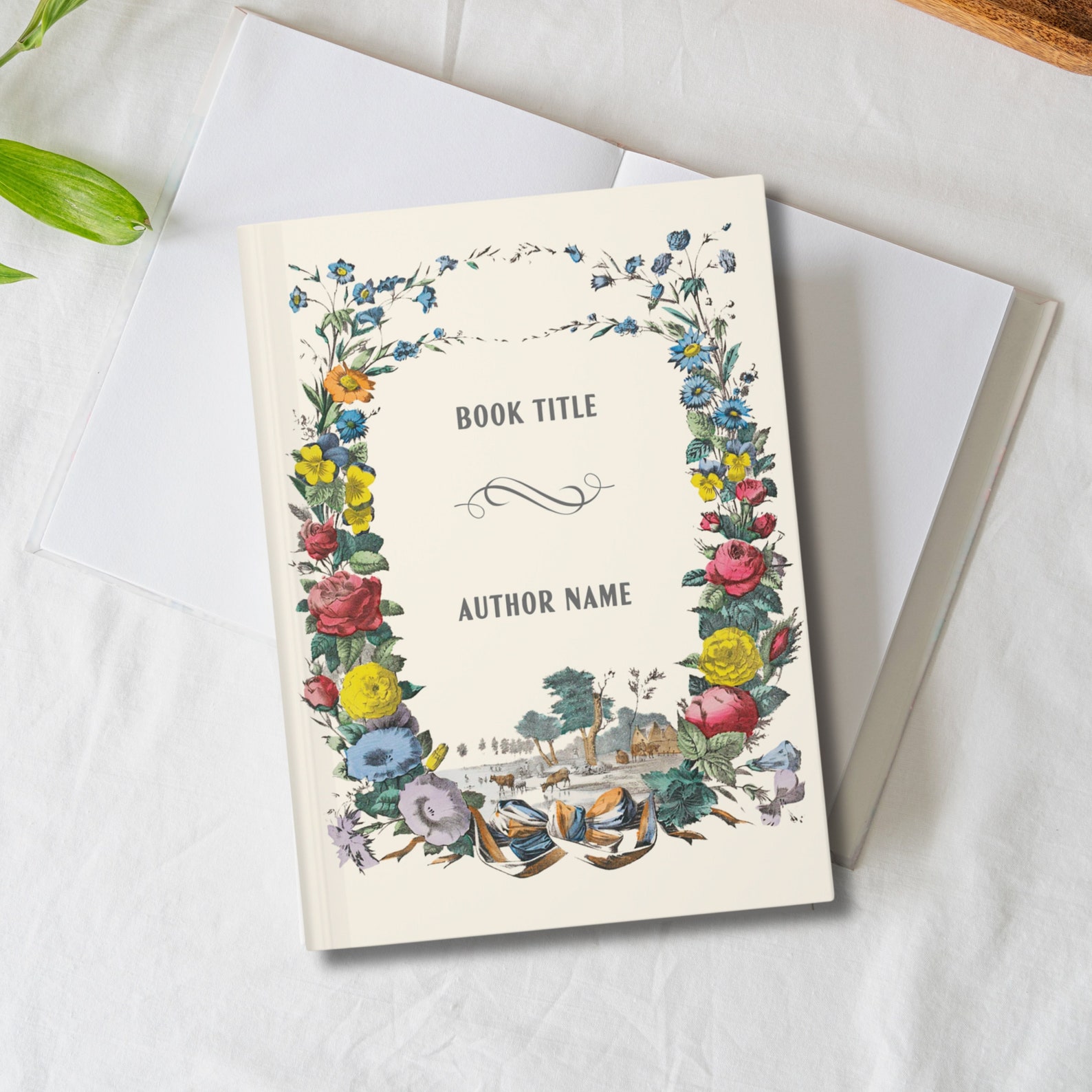 Personalized Floral Pastoral Blank Journal Custom Title & Author ...