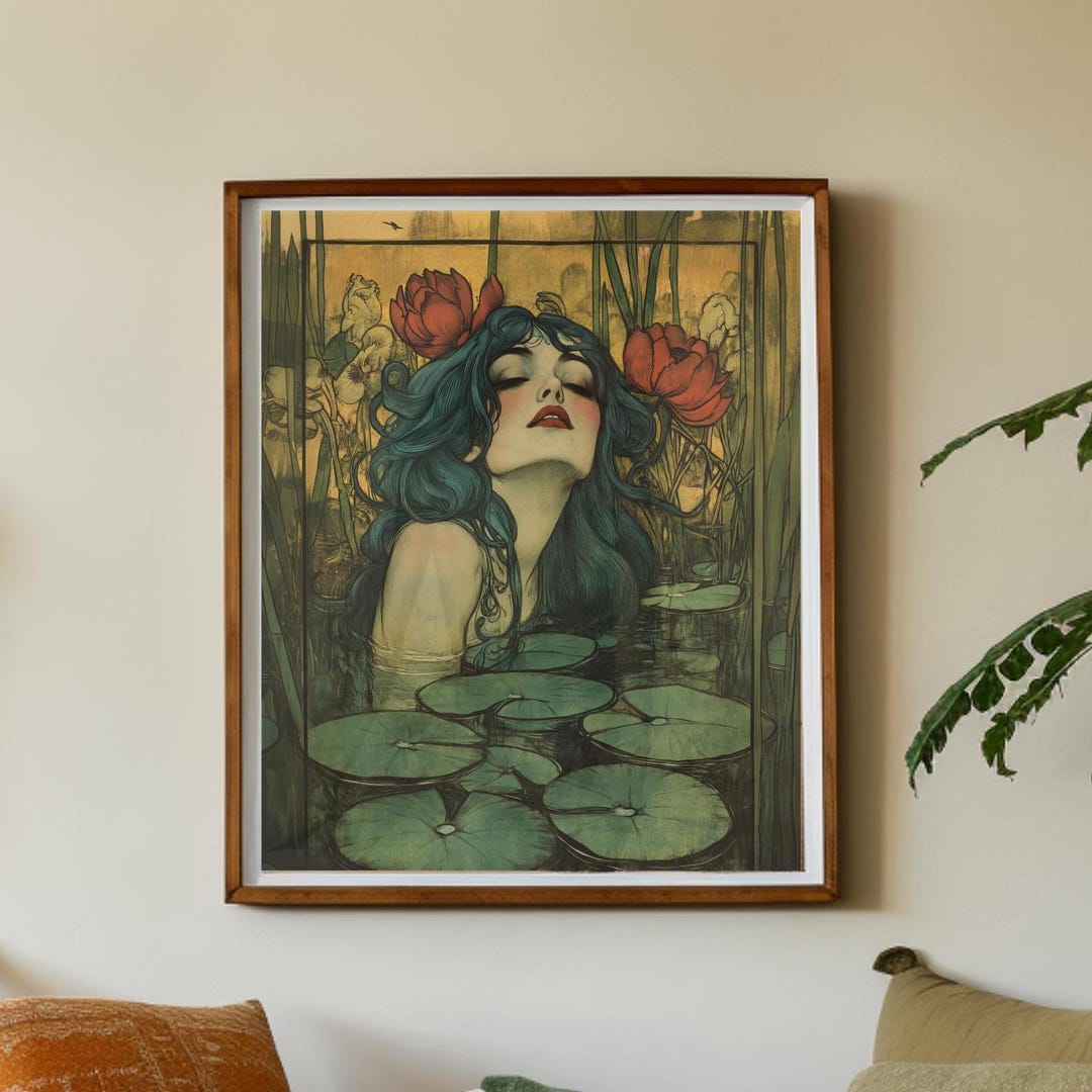 River Nymph Daphne Digital Art Download Witchy Mythology Poster Dark ...
