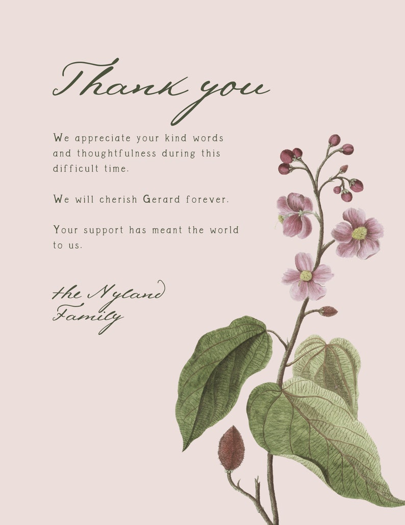 Set of Bereavement Thank You Cards Personalized Sympathy ...