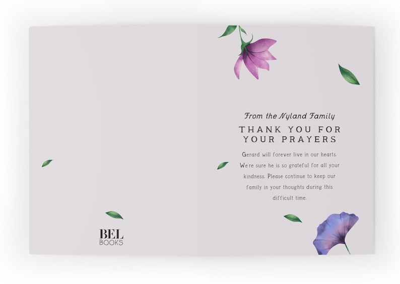 Set of Bereavement Thank You Cards Personalized Sympathy Prayers Acknowledgement Funeral ...