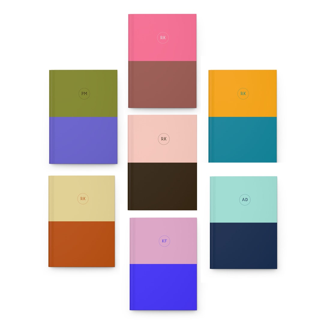 Custom Colorblock Monogram Hardcover A5 Journal, Personalized ...