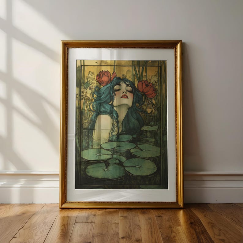 River Nymph Daphne Digital Art Download Witchy Mythology Poster Dark ...