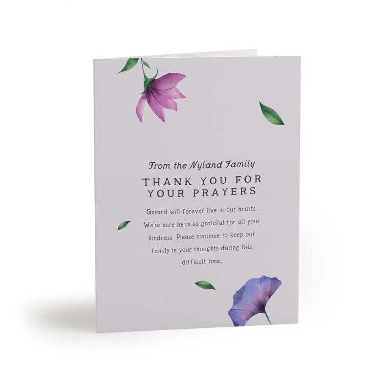 Set of Bereavement Thank You Cards Personalized Sympathy Prayers ...