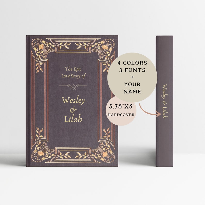 The Epic Love Story of your Names Personalized Couple Journal, Art Deco ...