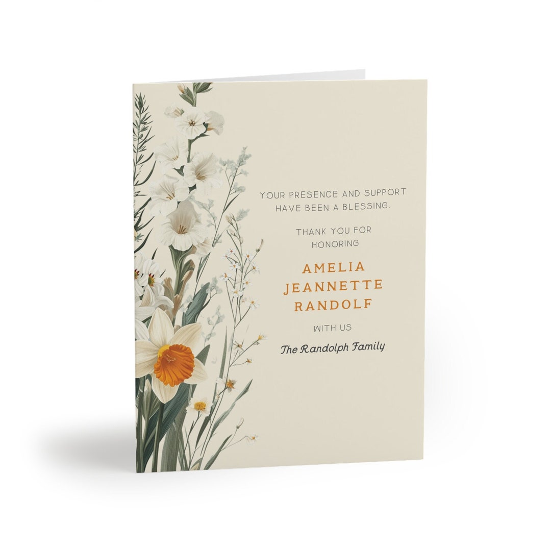 Set of Bereavement Thank You Cards Personalized Sympathy ...