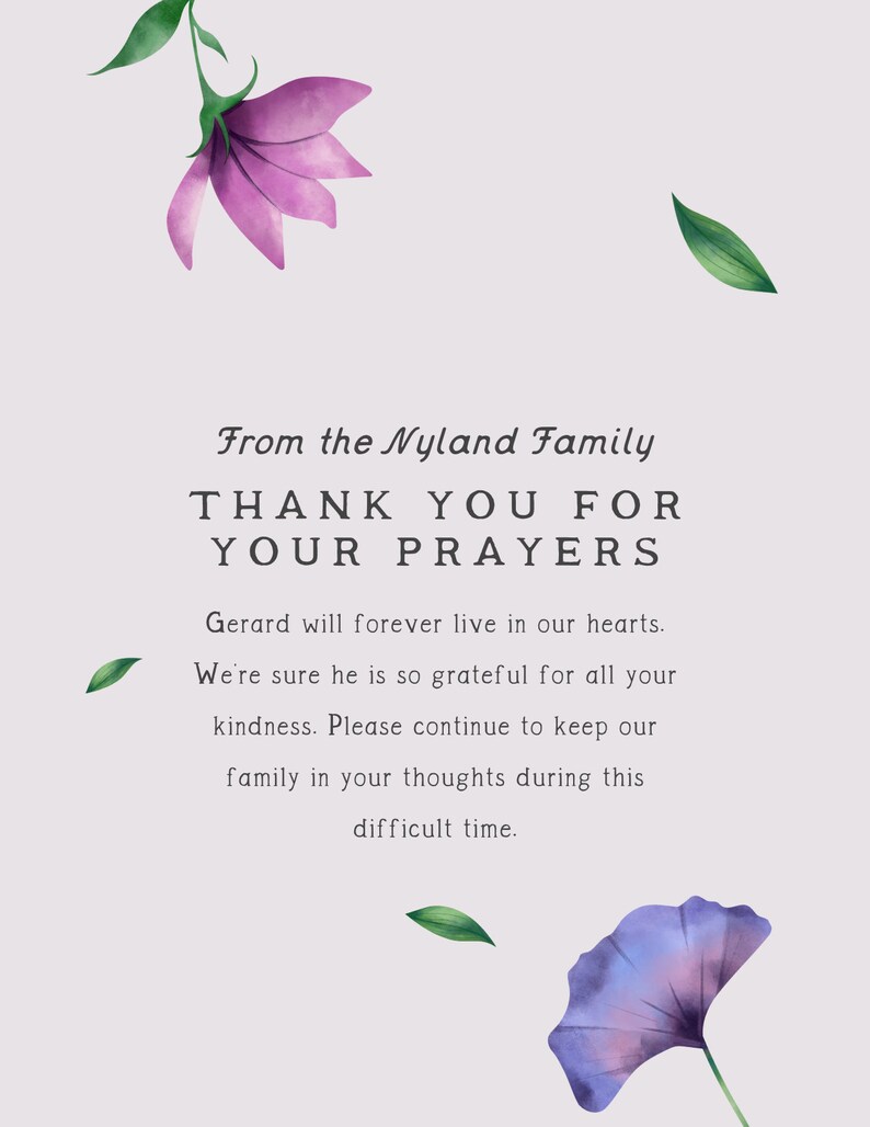 Set of Bereavement Thank You Cards Personalized Sympathy Prayers ...