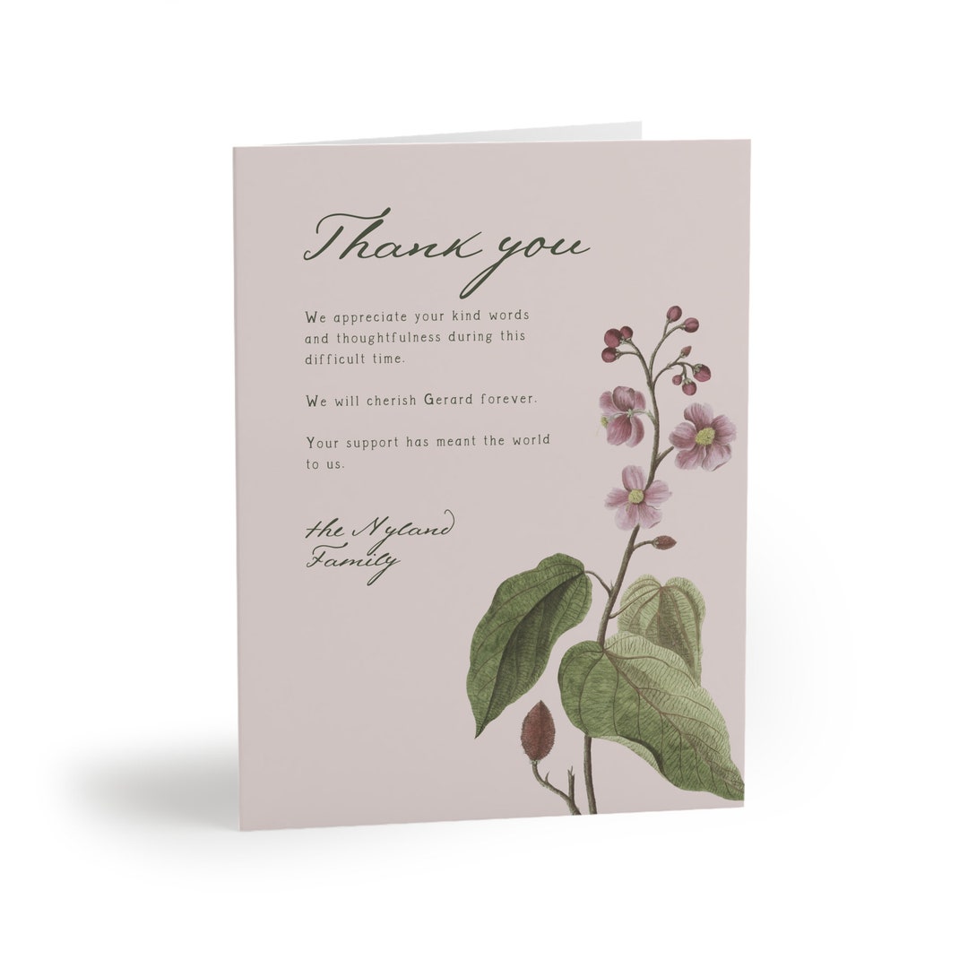Set of Bereavement Thank You Cards Personalized Sympathy ...