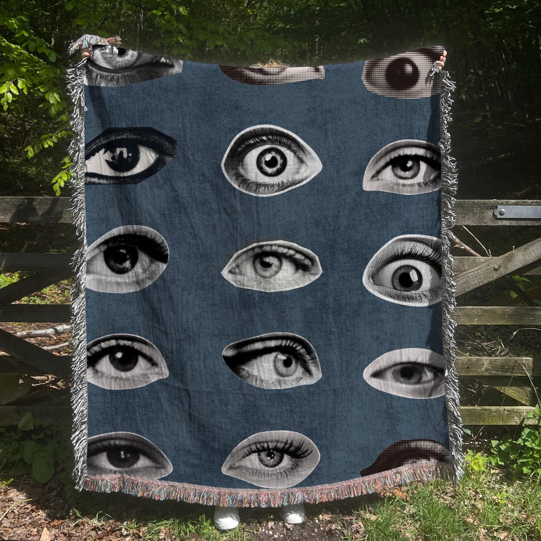 Grunge Eyes Woven Blanket Y2K Dorm Bedding Decor Gift Emo Dark Academia ...