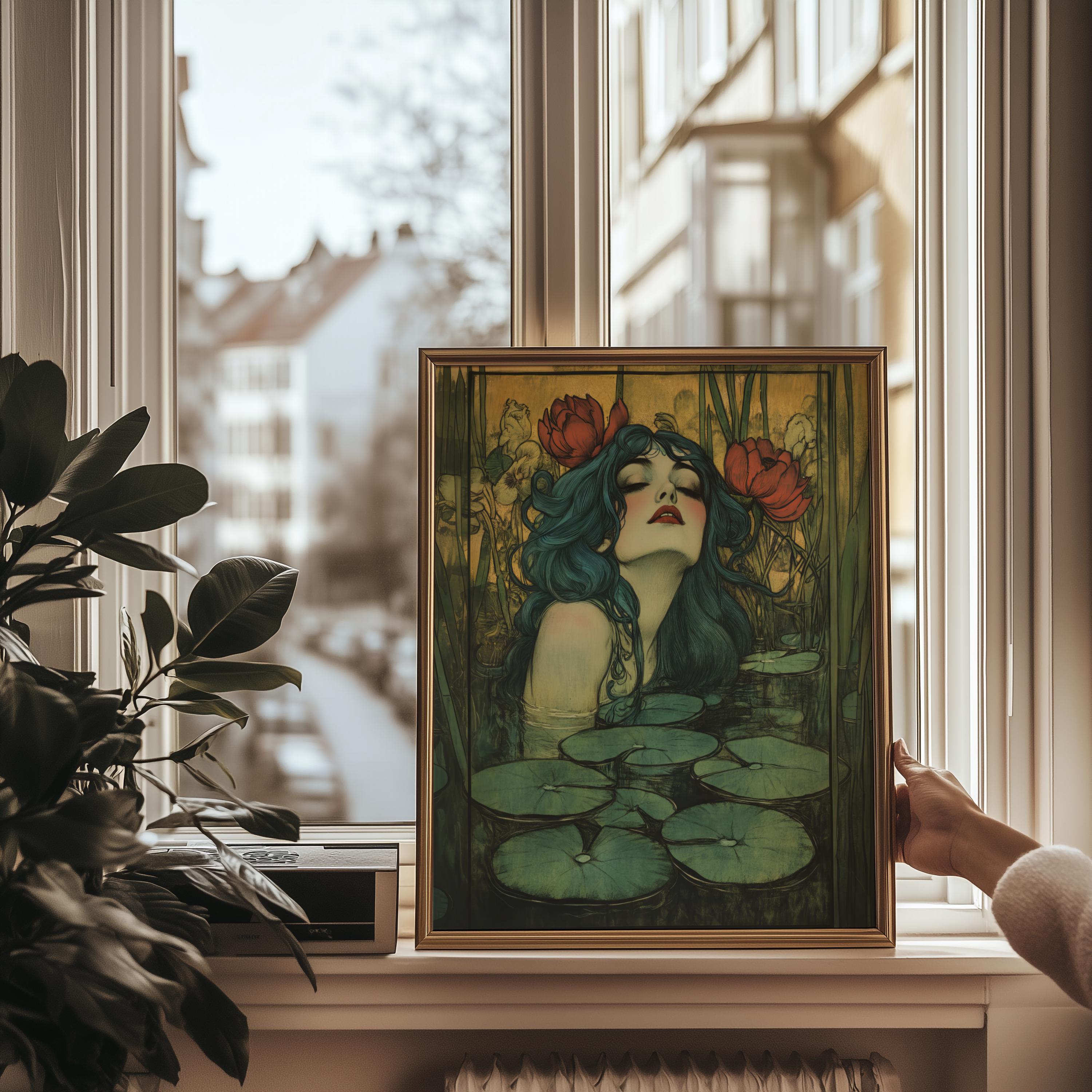 River Nymph Daphne Digital Art Download Witchy Mythology Poster Dark ...