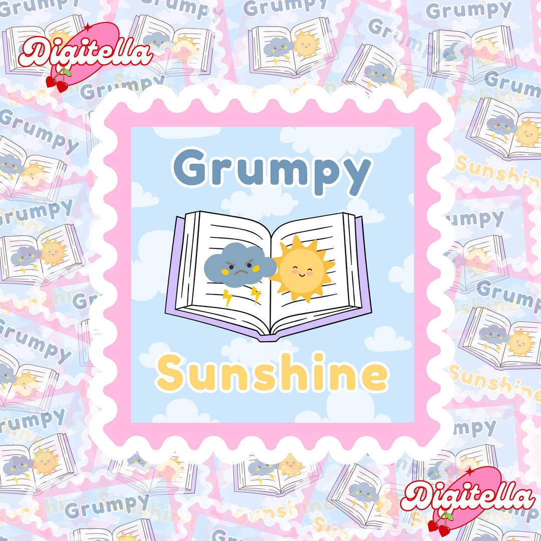 Grumpy X Sunshine Book Trope Stamp PNG Bookish Sticker Designs Romance ...