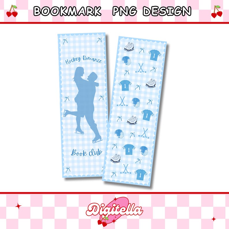 Cute Hockey Romance Printable Bookmark Design PNG Sports Romance ...