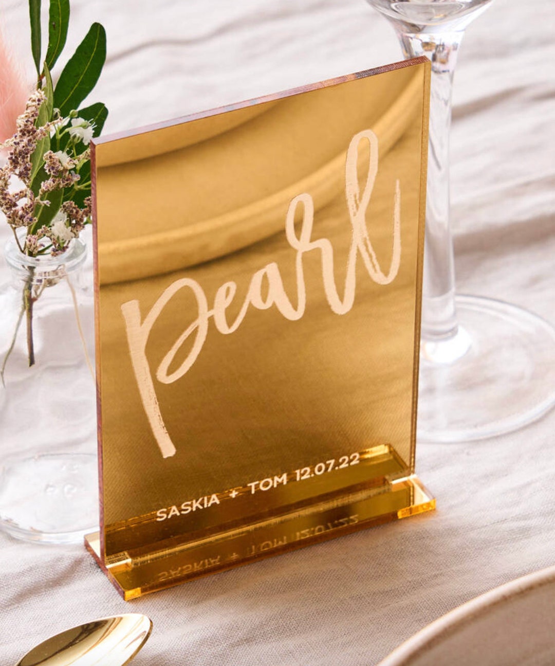 Rectangular Plexiglas Mirrored Plexiglas Wedding Placeholder Plate ...