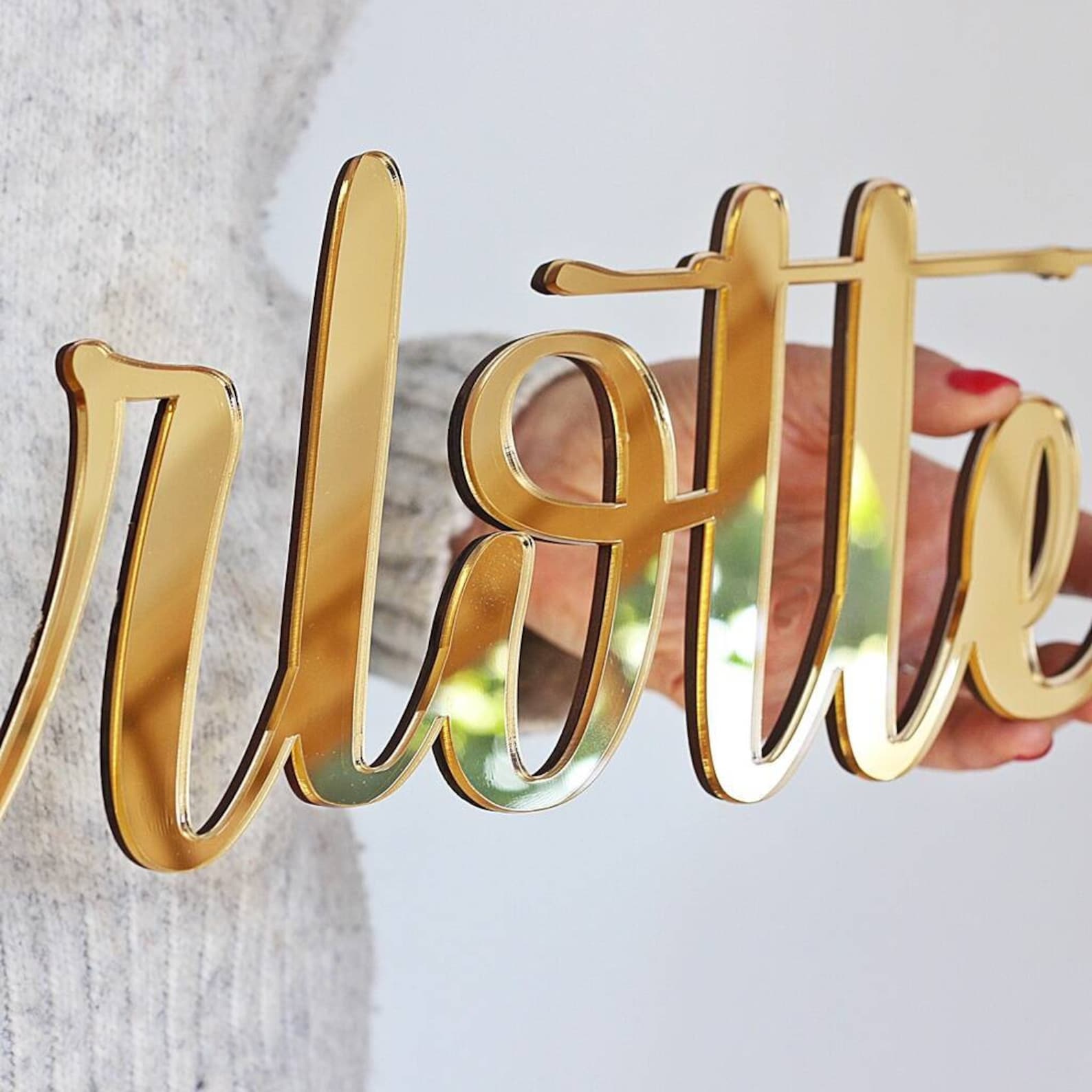 Baby Girl Written or Name in Gold or Silver Rectangular Mirrored ...