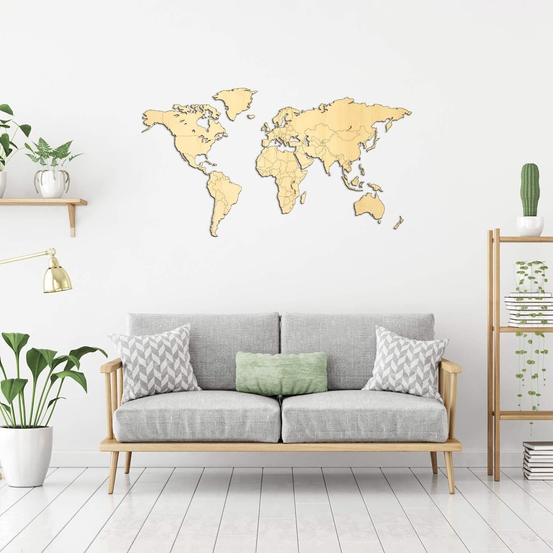 Wall Planisphere Poplar Wood, Laser Cut, Wood Globe Home Decoration - Etsy