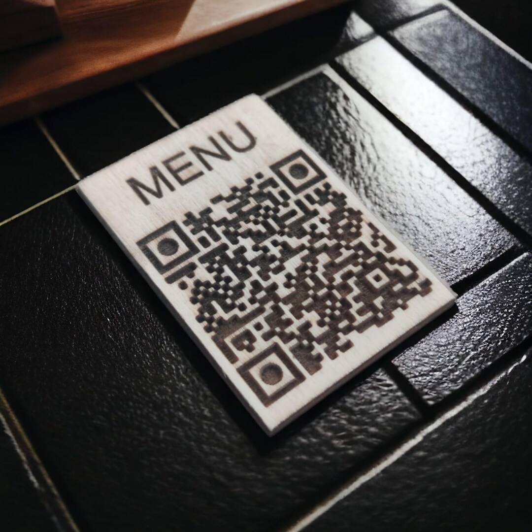 Wooden QR Code With Custom Logo Engraving for Rustic Restaurant, Bar ...