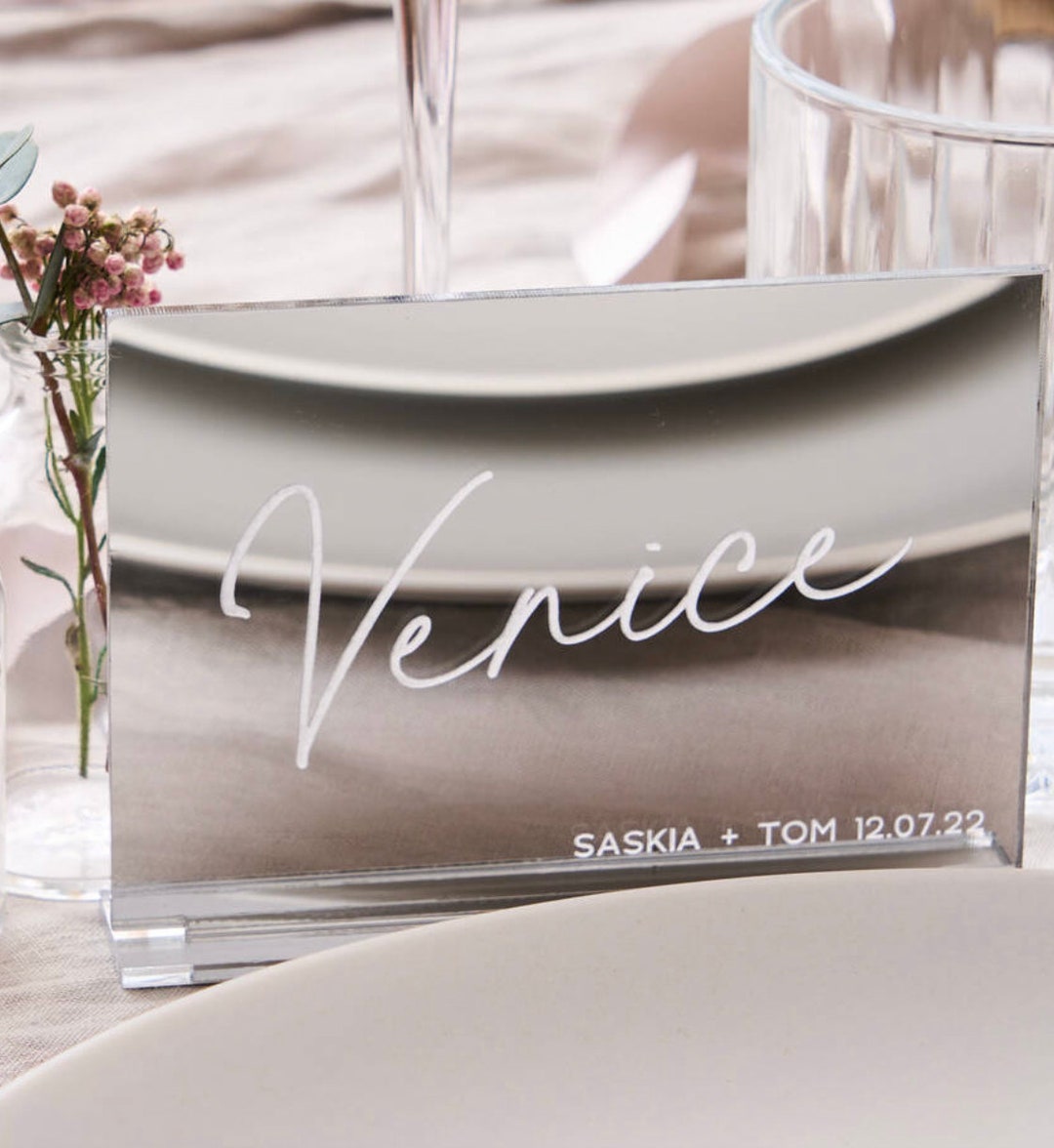 Rectangular Plexiglas Mirrored Plexiglas Wedding Placeholder Plate ...
