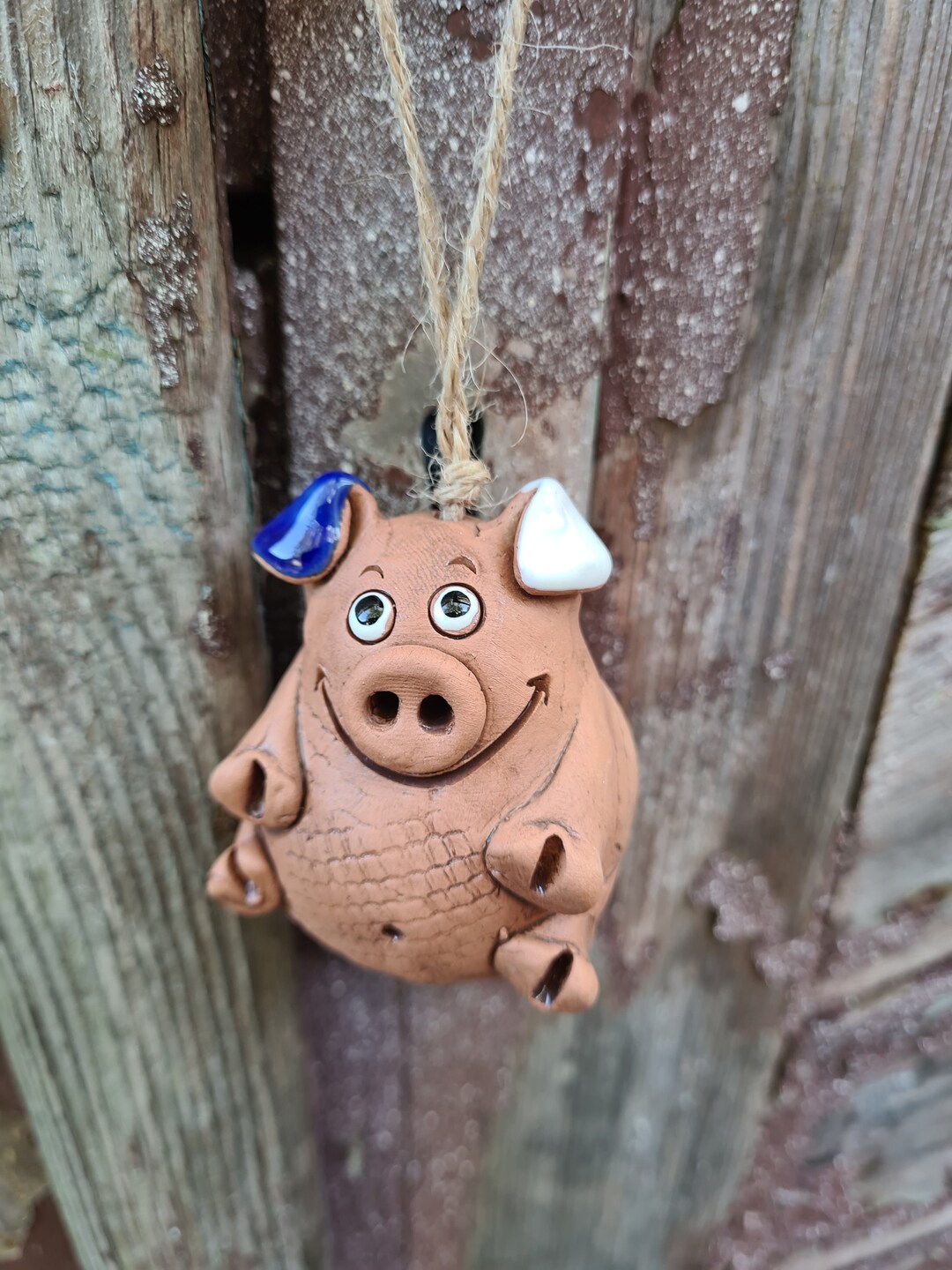 Handmade Smiling Pig Ceramic Bell: Collectible Ornament - Etsy