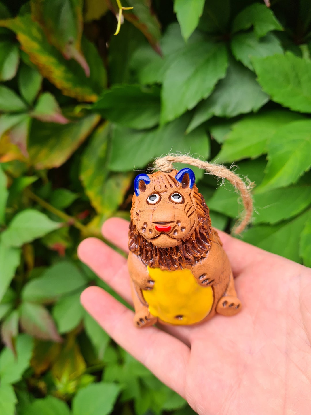 Very Serious Cute Lion, Ceramic Bell/figurine Lion, Handmade Clay Lion ...