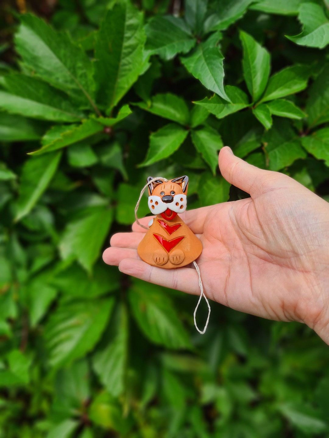 Ceramic Kitten Bell, Christmas Tree Decoration, Little Gift for Cat ...