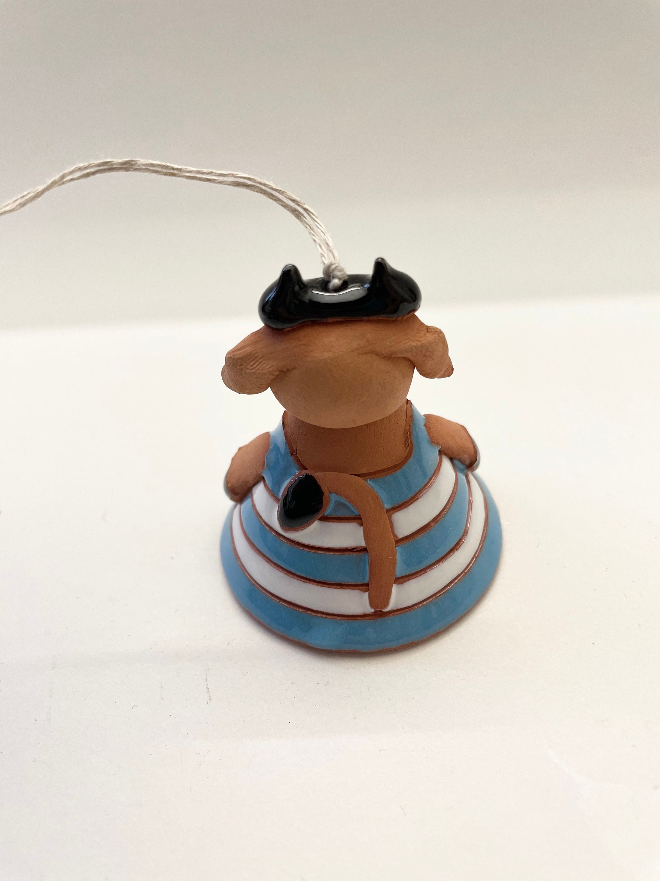 Cute Handmade Ceramic Figurine Bell Mini Cow Christmas Home Decoration ...