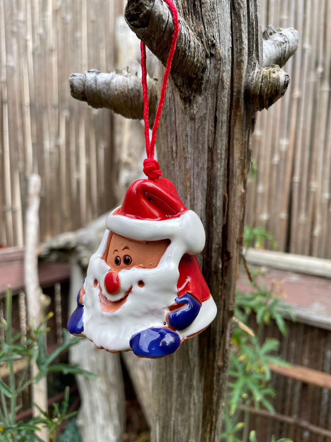 Ceramic Handmade Bell Cute Smiling Santa Claus | Christmas Home ...