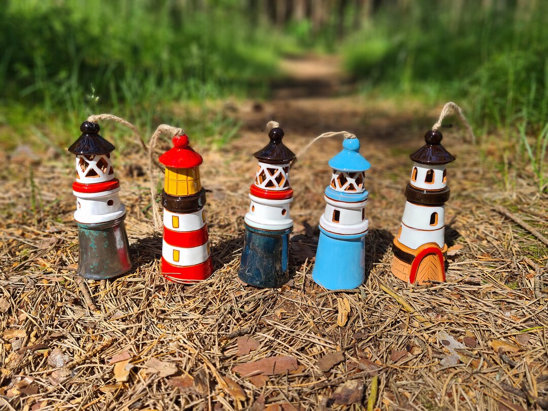 Ceramic Handmade Lighthouse Bell | Coastal Style Home Decoration ...