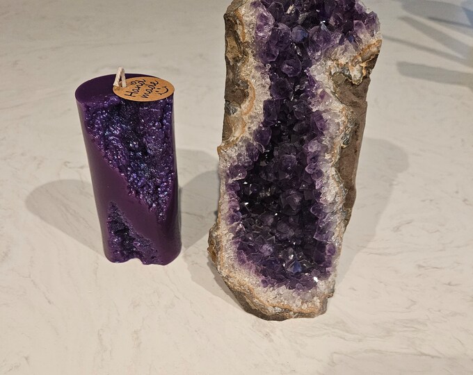 Crystal Geode Beeswax Candle/crystal Candle Geode/organic Beeswax Geode ...